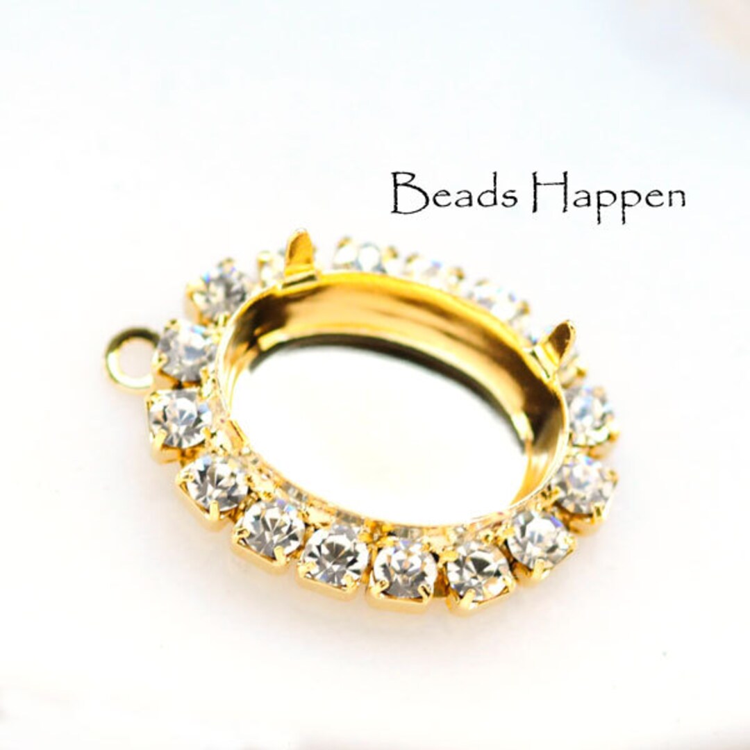 Sensational 18x13mm Oval Jewel Stone Setting With SWAROVSKI Crystals, 4 ...