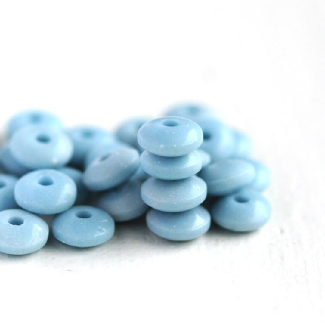 8mm 9mm Light Blue Ceramic Disk Beads, Turquoise Blue, Robins Egg Blue ...