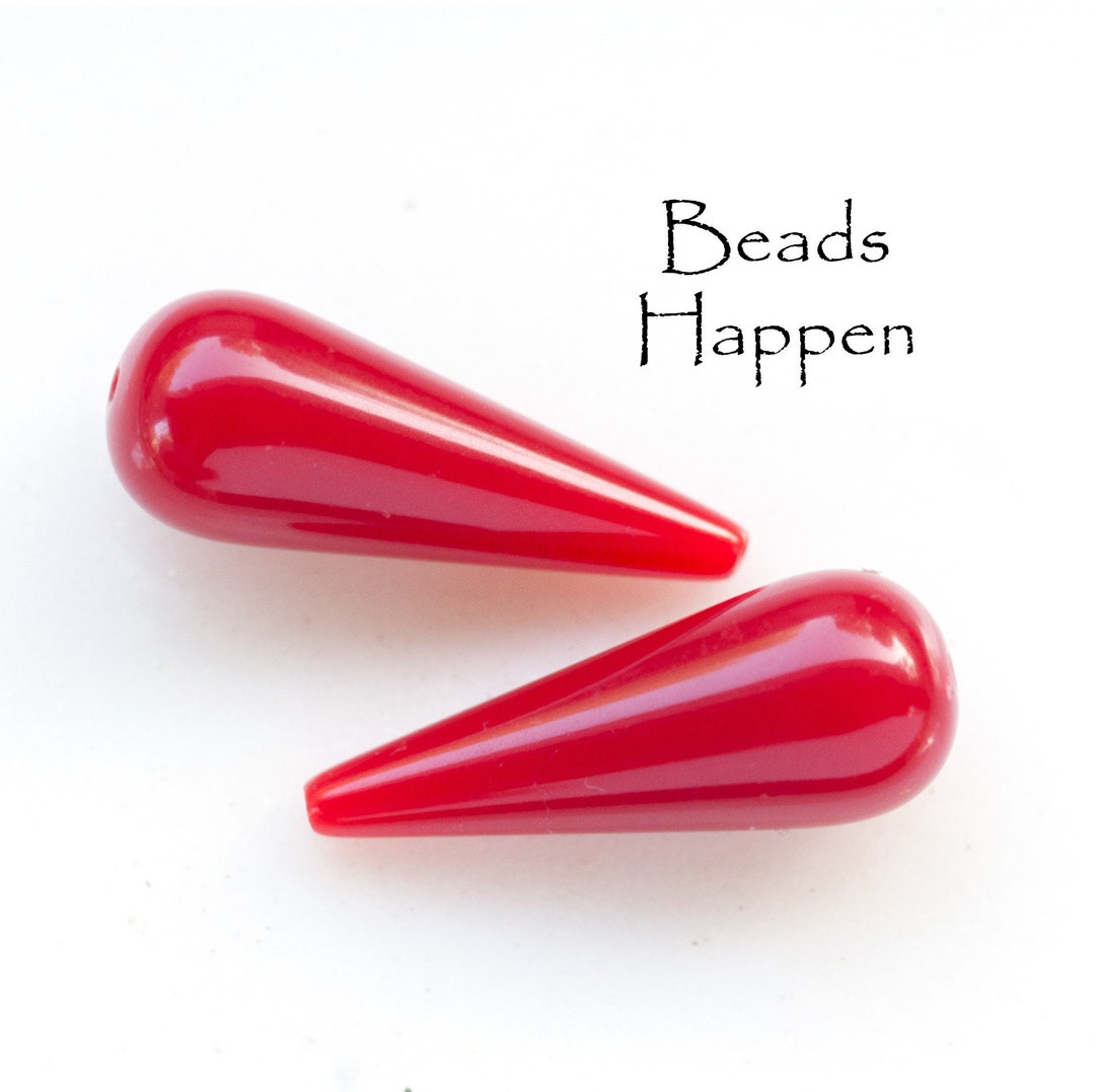 29x12mm Tapered Carnelian Red Acrylic Beads, Red Beads Bead, Teardrops ...