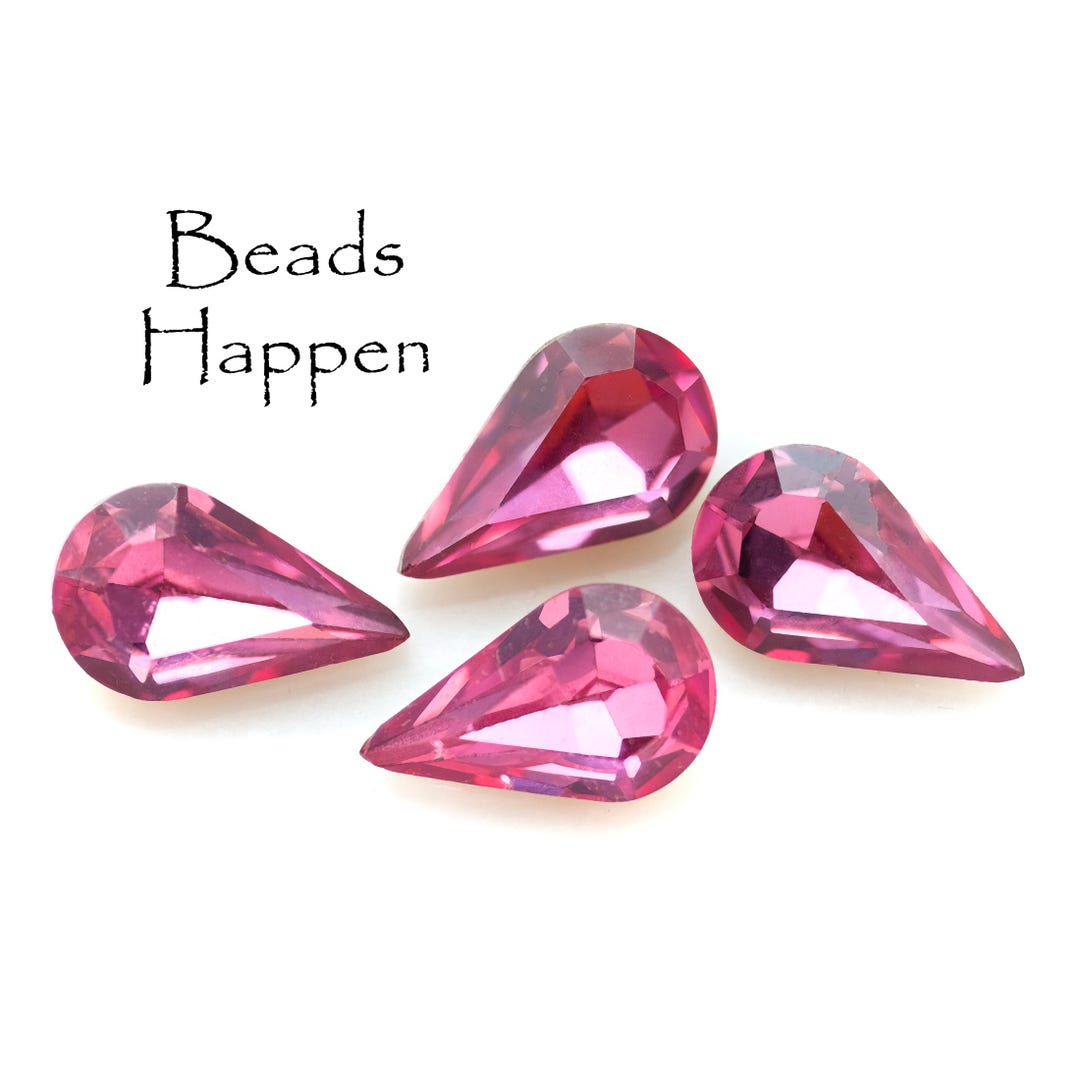 13x7.8mm SWAROVSKI Vintage Machine Cut (MC) Rose Pink Pear Crystals ...