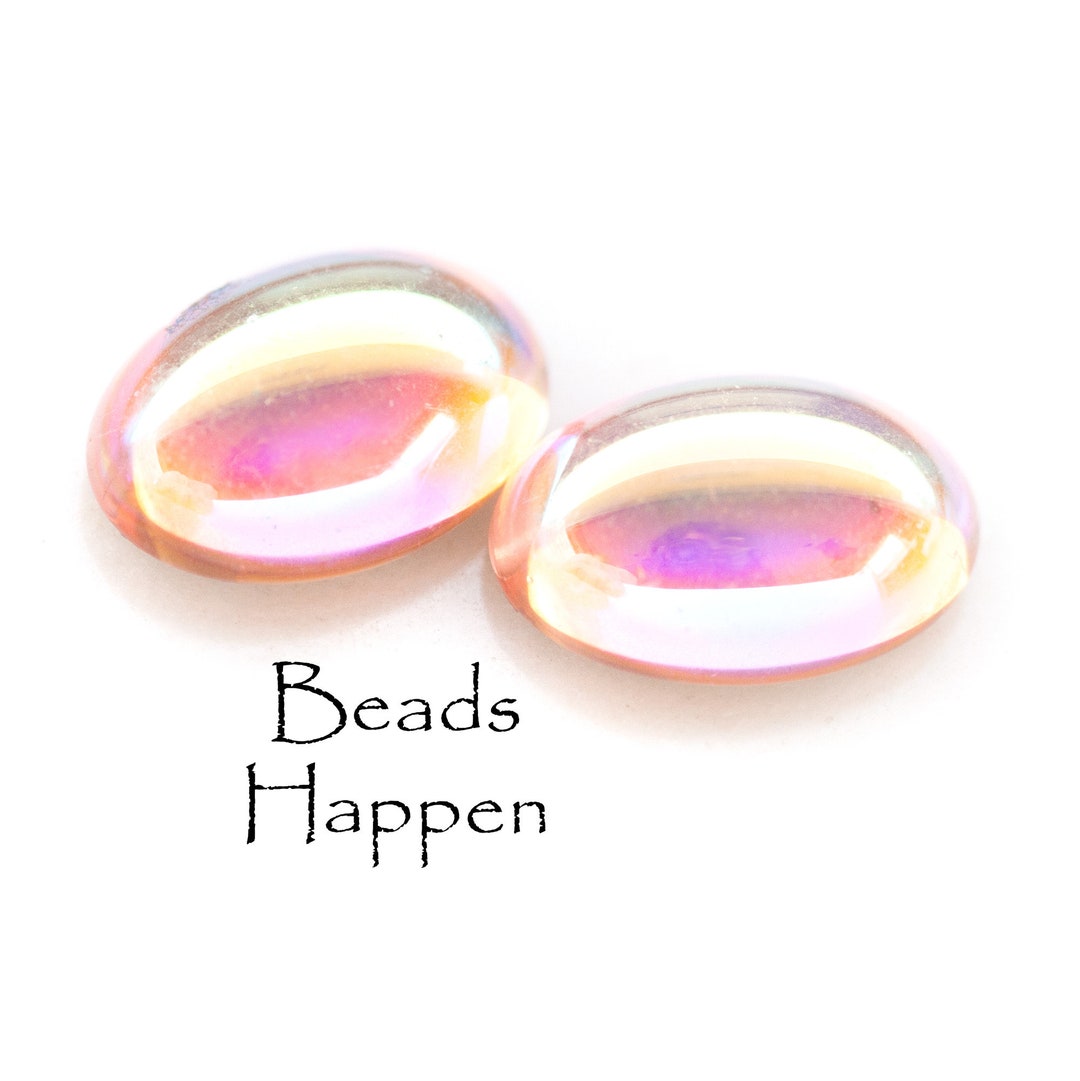 FABULOUS 14x10mm Rosaline AB Oval Ovals Cabochons From Czech Republic ...