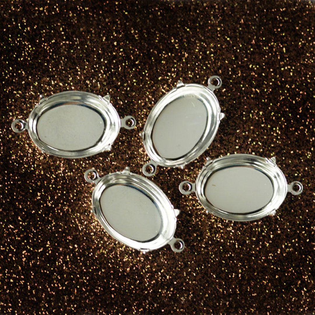 18x13mm Sterling Silver Plated Oval Settings With 4 Prongs, Ovals ...