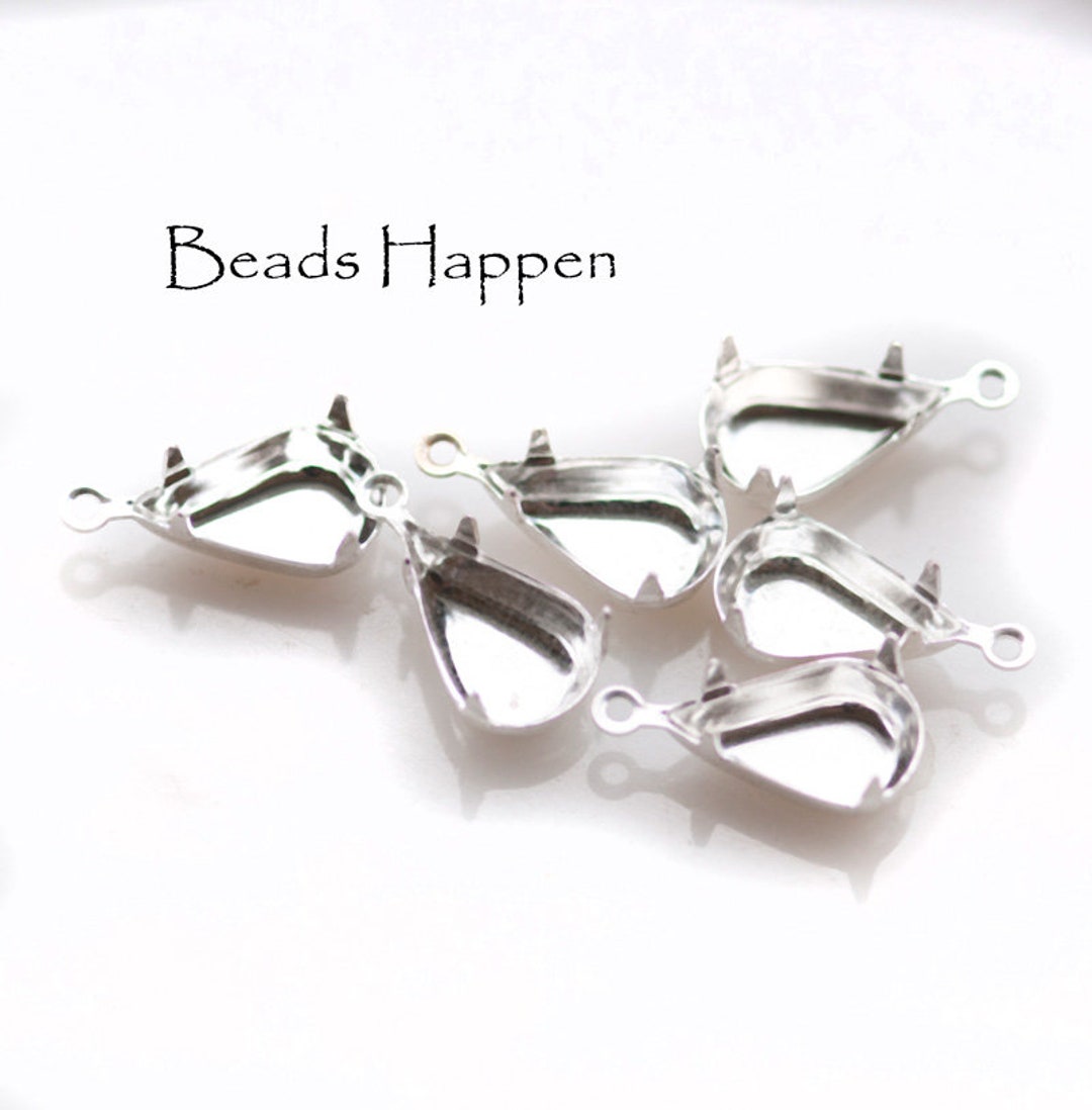 13x7.8mm Pear Settings, 13x8mm Pear Settings, Sterling Silver Plated ...