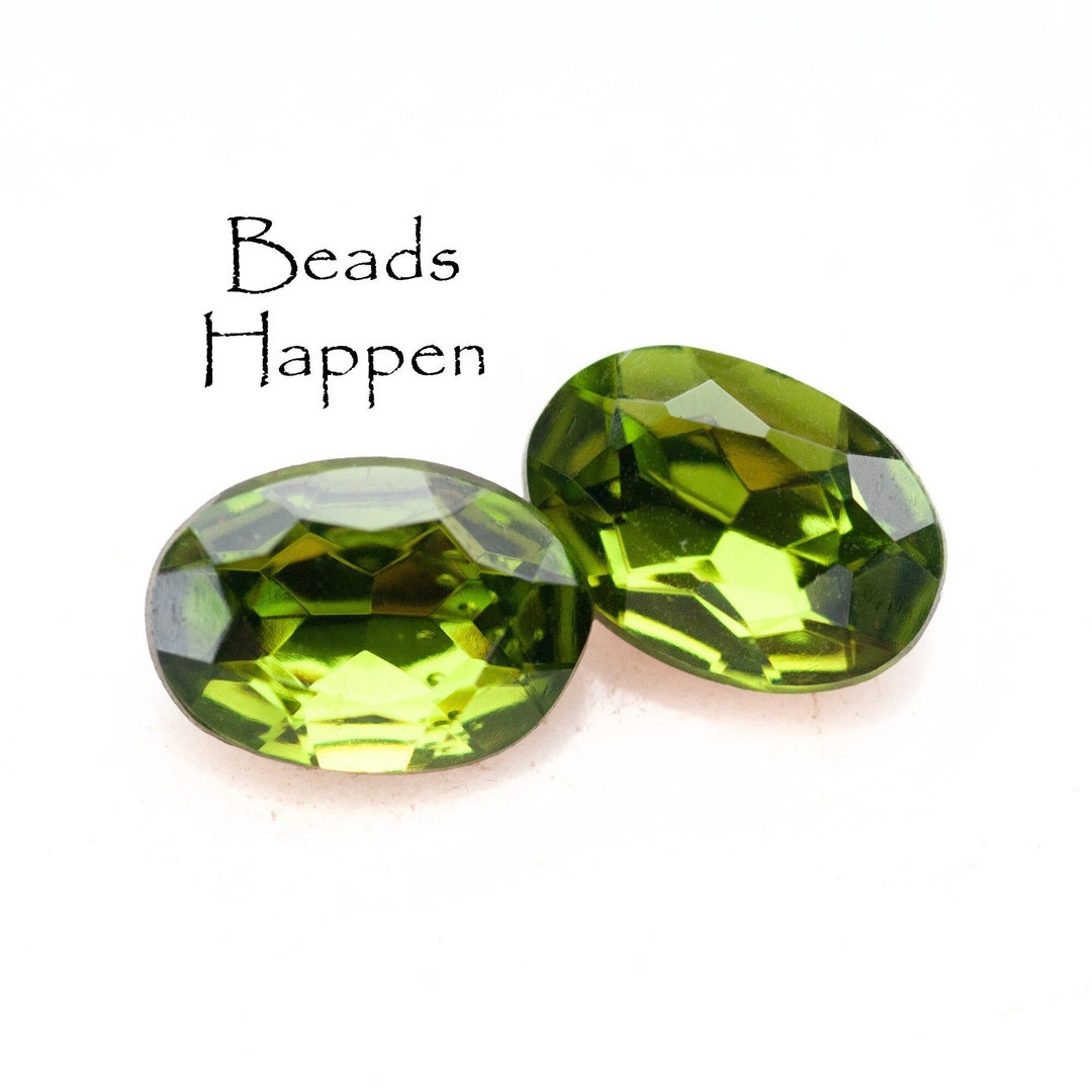 14x10mm Olivine Olive Green Oval Glass Stones, 14x10 Ovals, Green Ovals ...