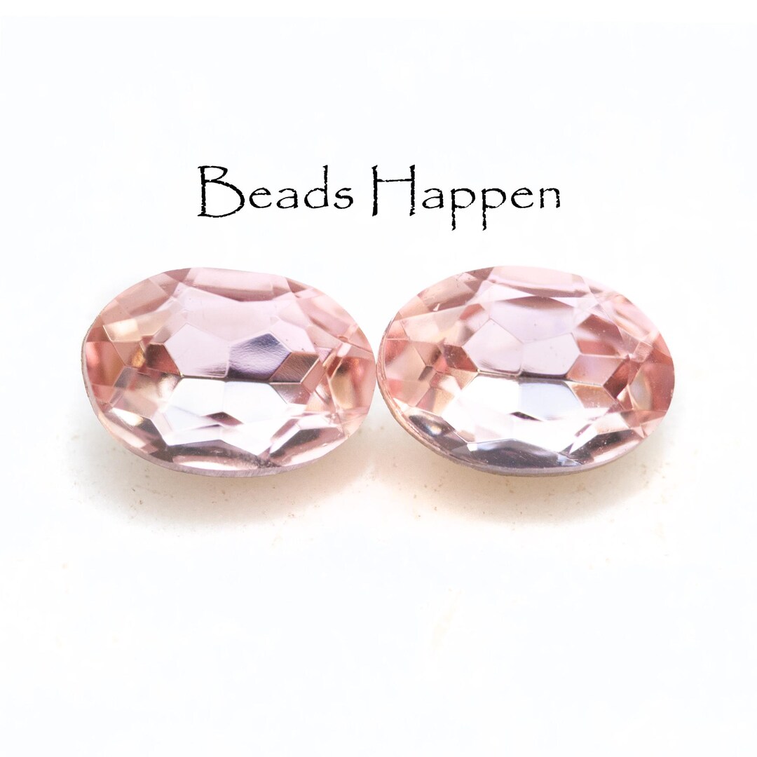 14x10mm Rosaline Pink Oval Glass Ovals, 14x10 Glass Ovals, Faceted Tops ...