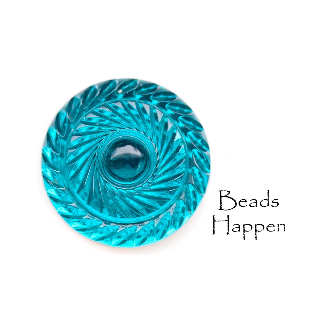 Vintage 25mm Round Cabochon From Western Germany, Round Blue Zircon ...