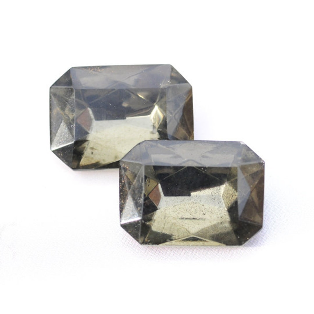 Vintage West Germany] Black Diamond Glass 18x13mm Octagon Jewels Stones ...
