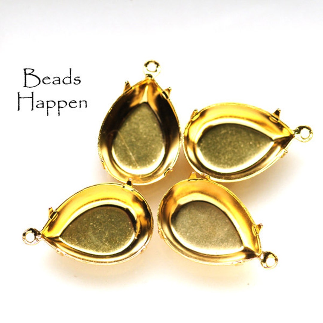 18x13mm Pear Settings With Gold Plating Over Brass, Closed Backs, One ...