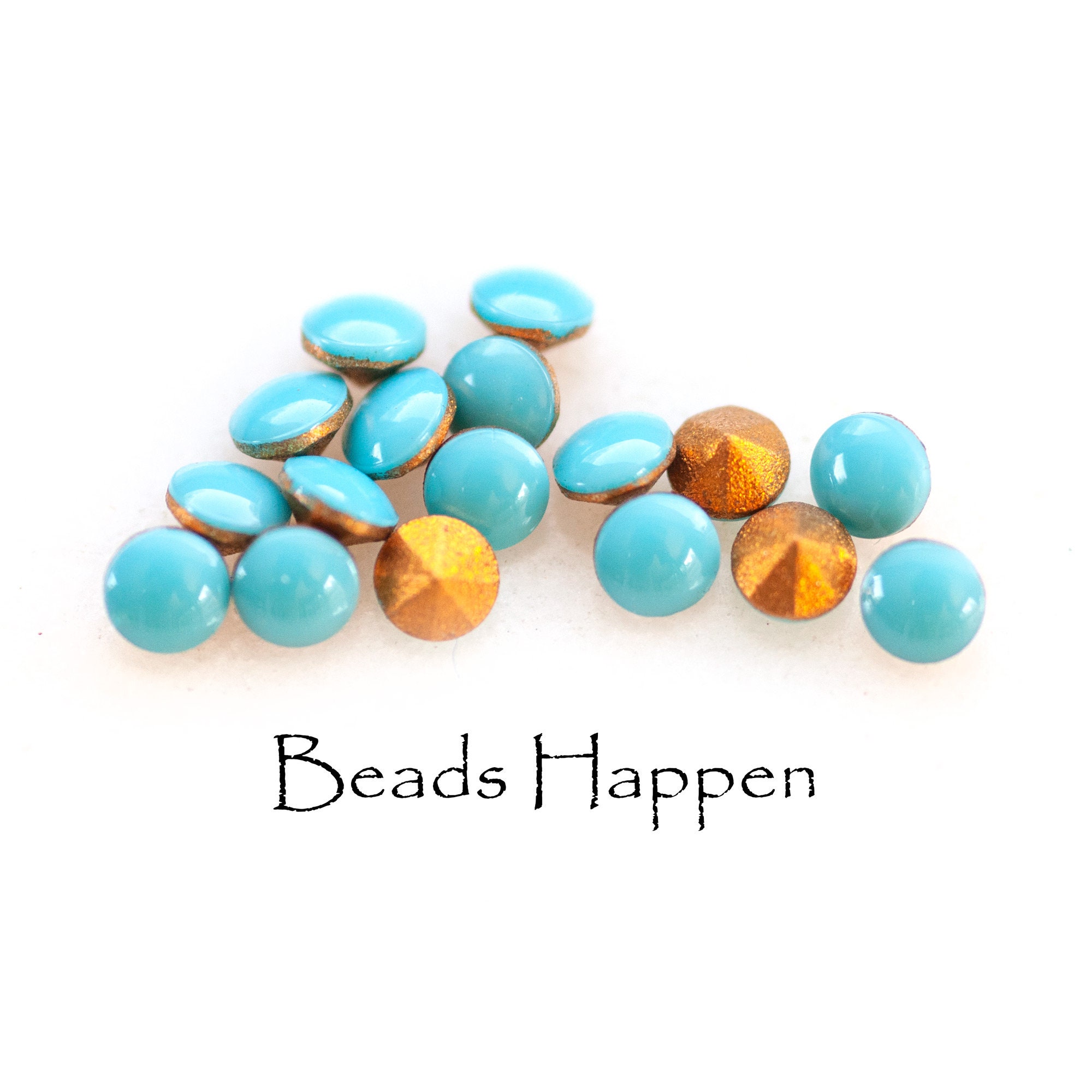 SWAROVSKI 24pp 12ss Chatons Turquoise Blue Cabochon Top Chatons, 24pp ...