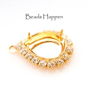 Sensational 18x13mm Pear Stone Setting With SWAROVSKI Crystals, 4 ...