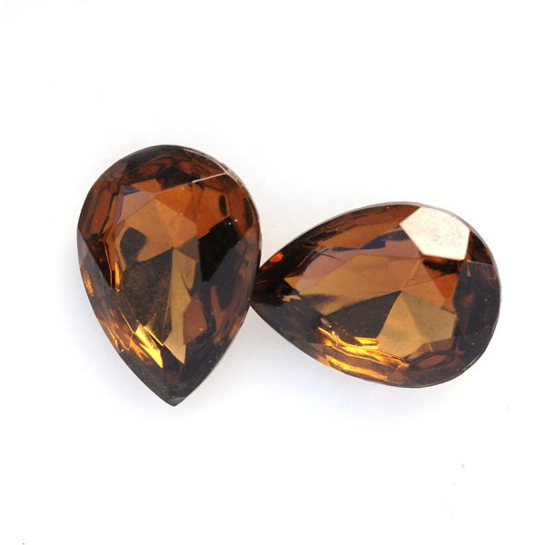 SULTRY Vintage 18x13mm Smoke Topaz Smokey Topaz Glass Pears | Etsy