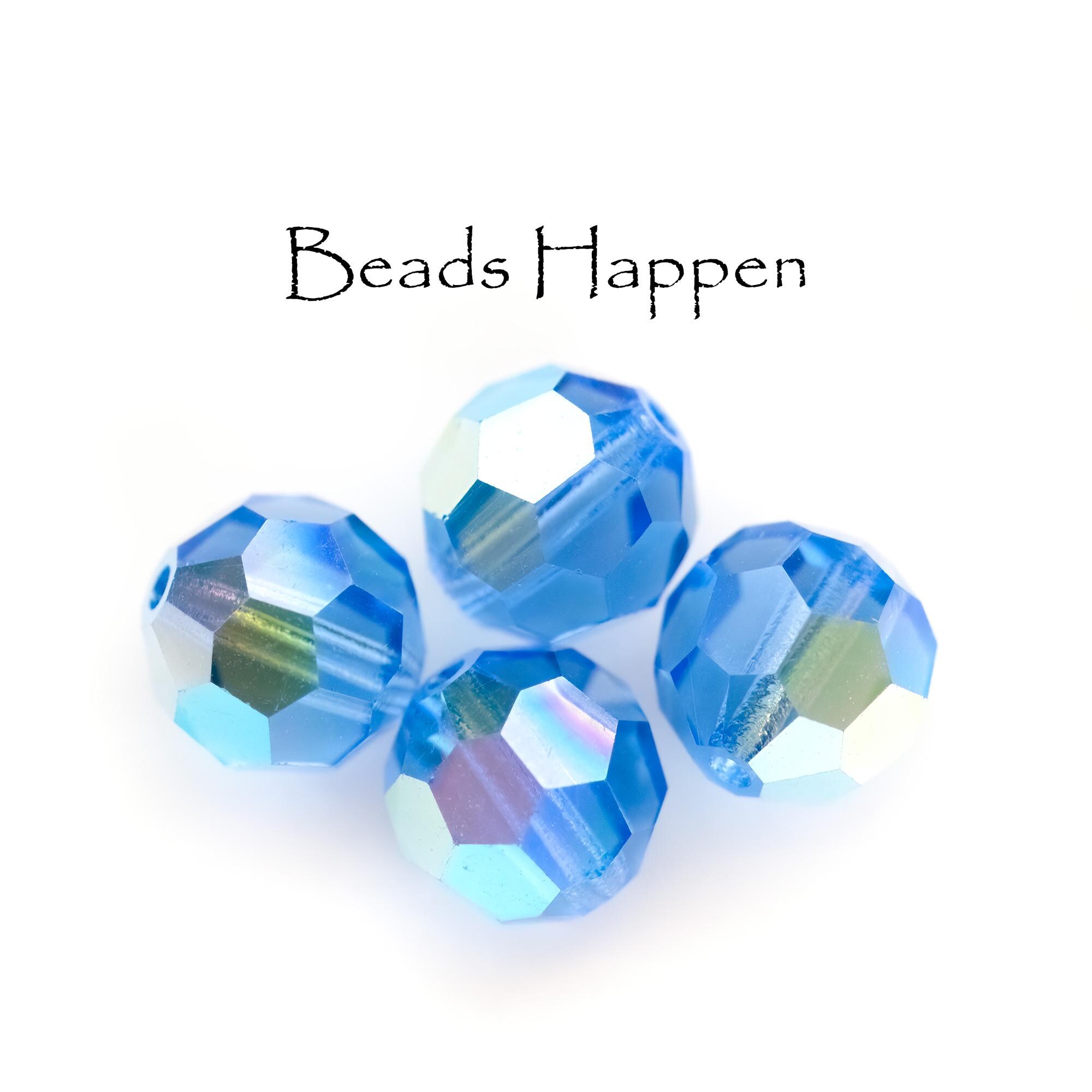 8mm Round Sapphire AB Glass Crystal Round Beads, Czech Republic ...