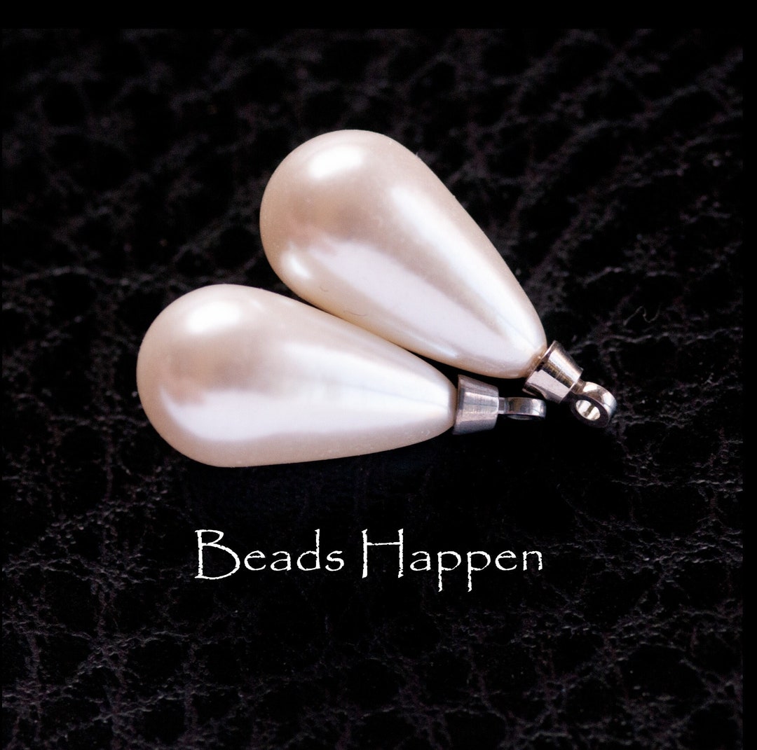 21x9mm White Faux Pearl Drop Drops Charm Charms, Vintage From Japan ...