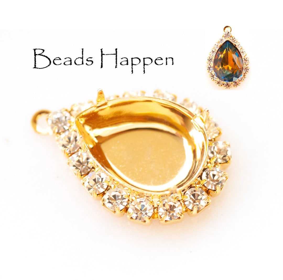 Sensational 18x13mm Pear Stone Setting With SWAROVSKI Crystals, 4 ...
