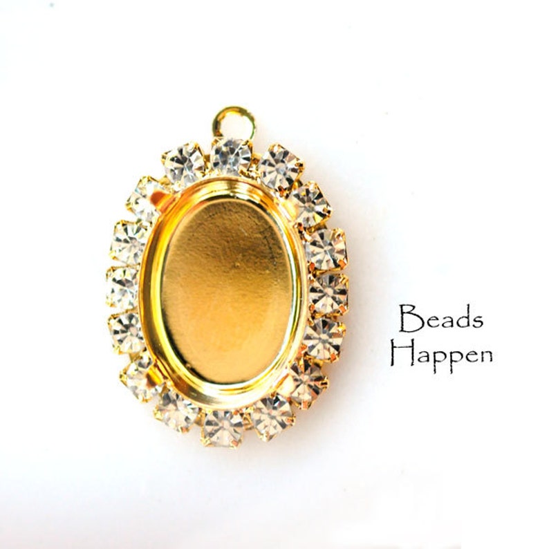 Sensational 18x13mm Oval Jewel Stone Setting With SWAROVSKI Crystals, 4 ...