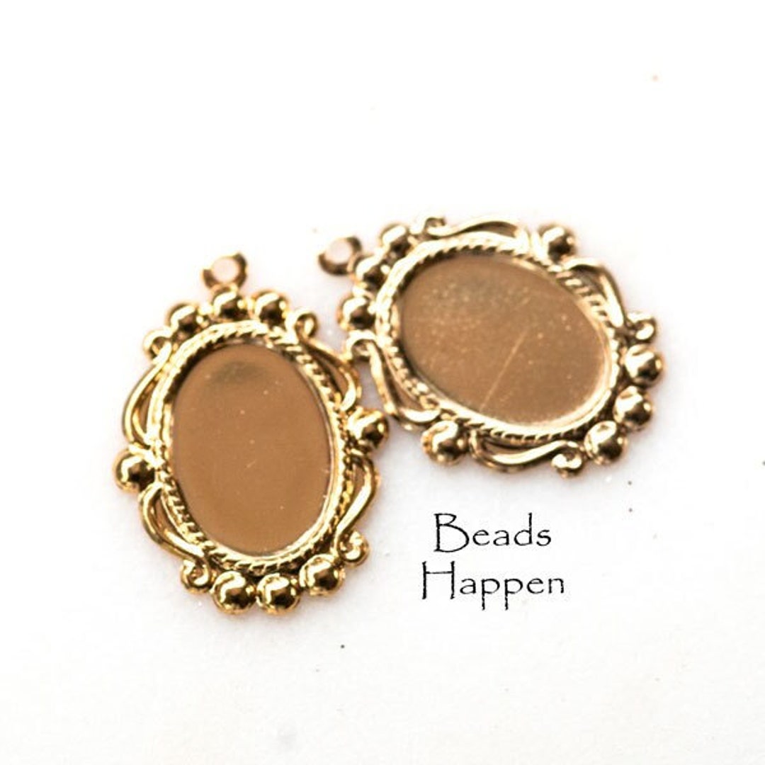 Filigree Settings for 14x10mm Oval Flat Back Stones With One Loop, One ...