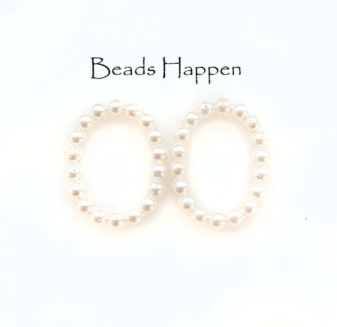 Pretty Pearly Frames for 14x10mm Oval Cabochons Cabs, Pearlized Resin ...
