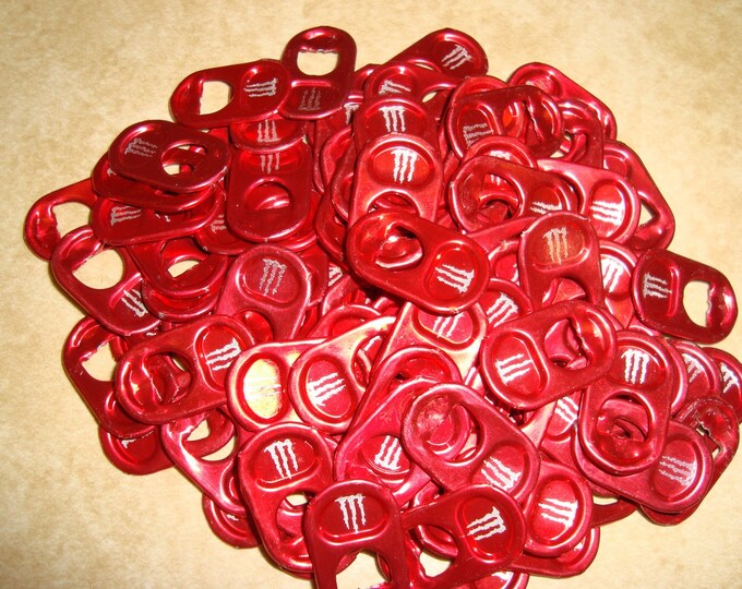100 Red Monster Tabs Energy Drink Aluminum Pull Tabs Pop Can Soda Tops ...
