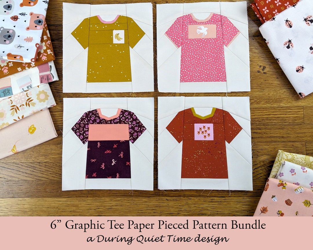 6" Graphic Tee Paper Pieced Pattern Bundle - Etsy
