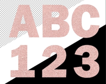 Rose Gold Alphabet, Numbers With Diamonds Clip Art. Letters, Numbers ...