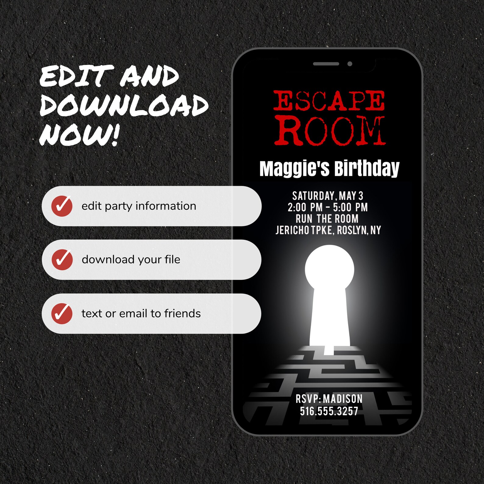 Escape Room Birthday Party Invitation Digital Birthday - Etsy