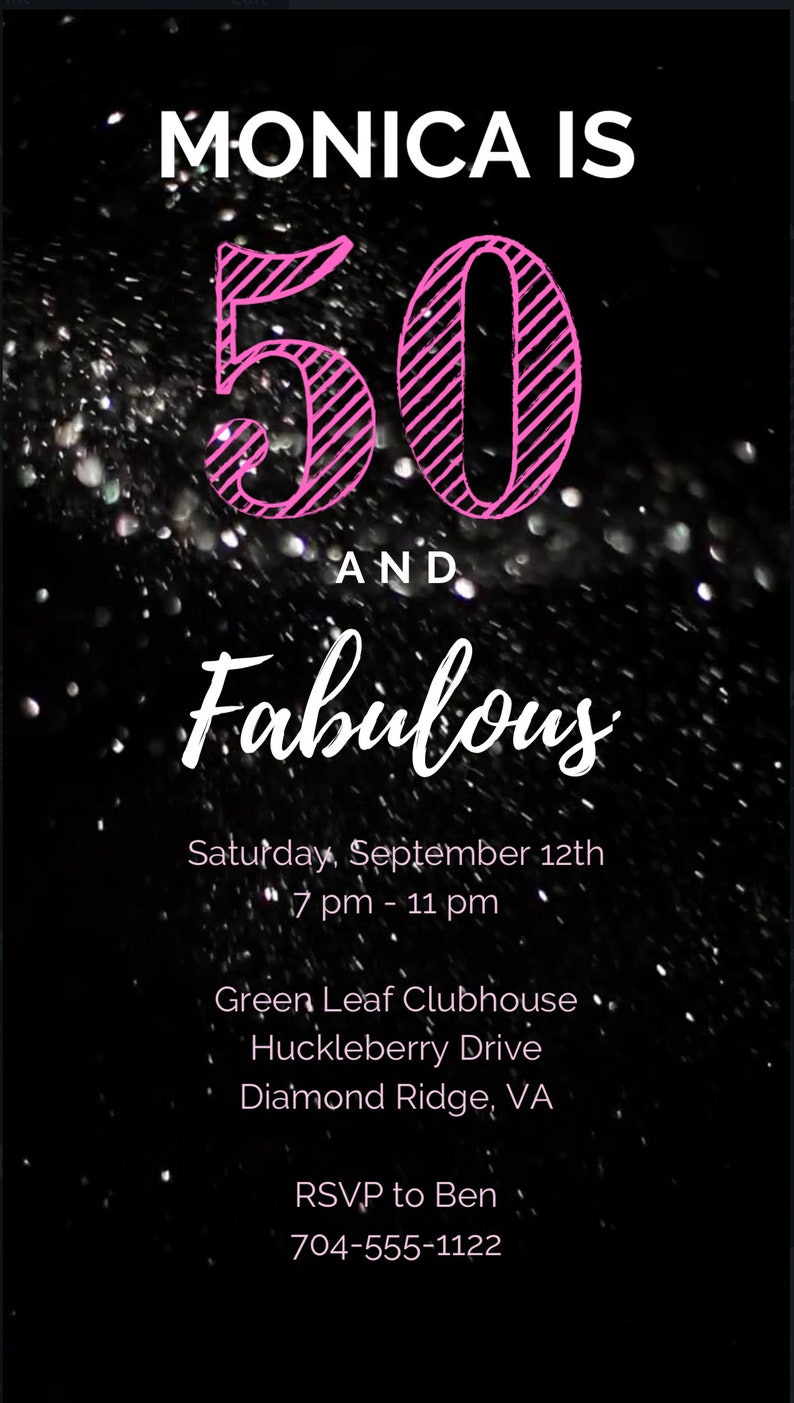 50th Birthday Party Digital Invitation Fiftieth Birthday - Etsy