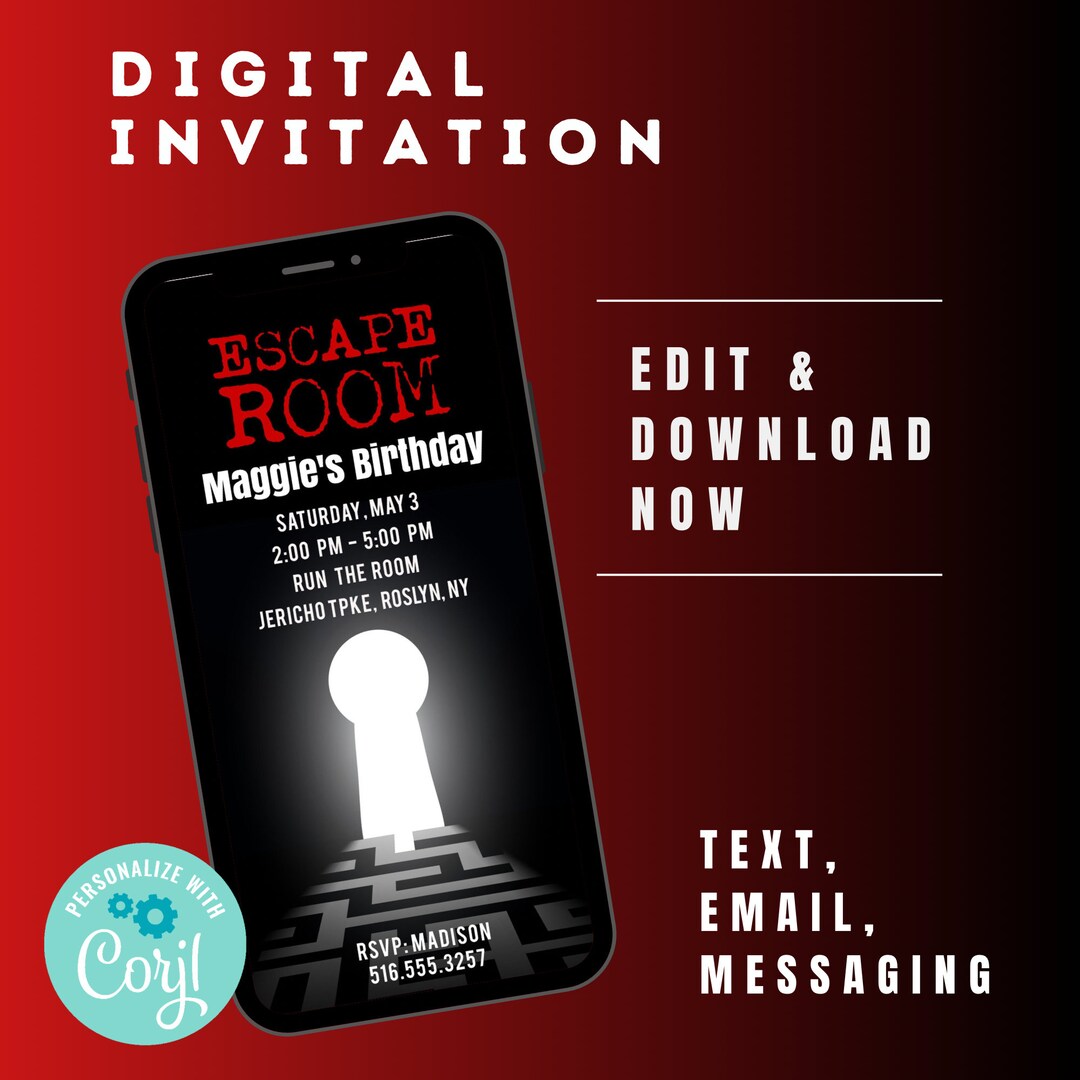 Escape Room Birthday Party Invitation Digital Birthday Invitation ...