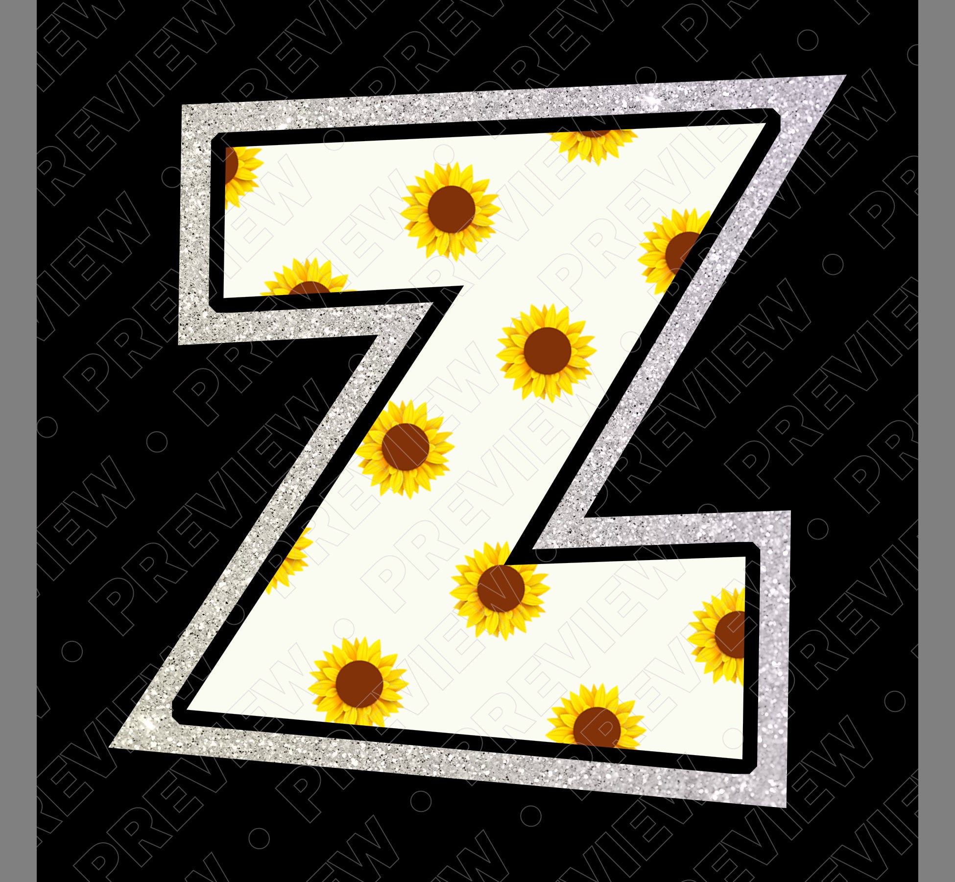 Sunflower Alphabet Clipart 26 PNG Files Glitter Outlines | Etsy