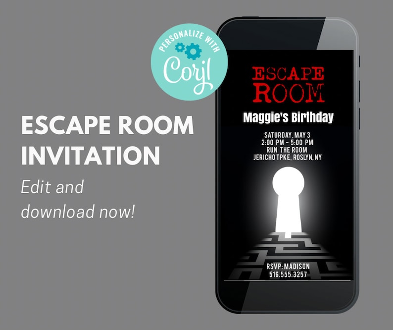Escape Room Birthday Party Invitation Digital Birthday - Etsy