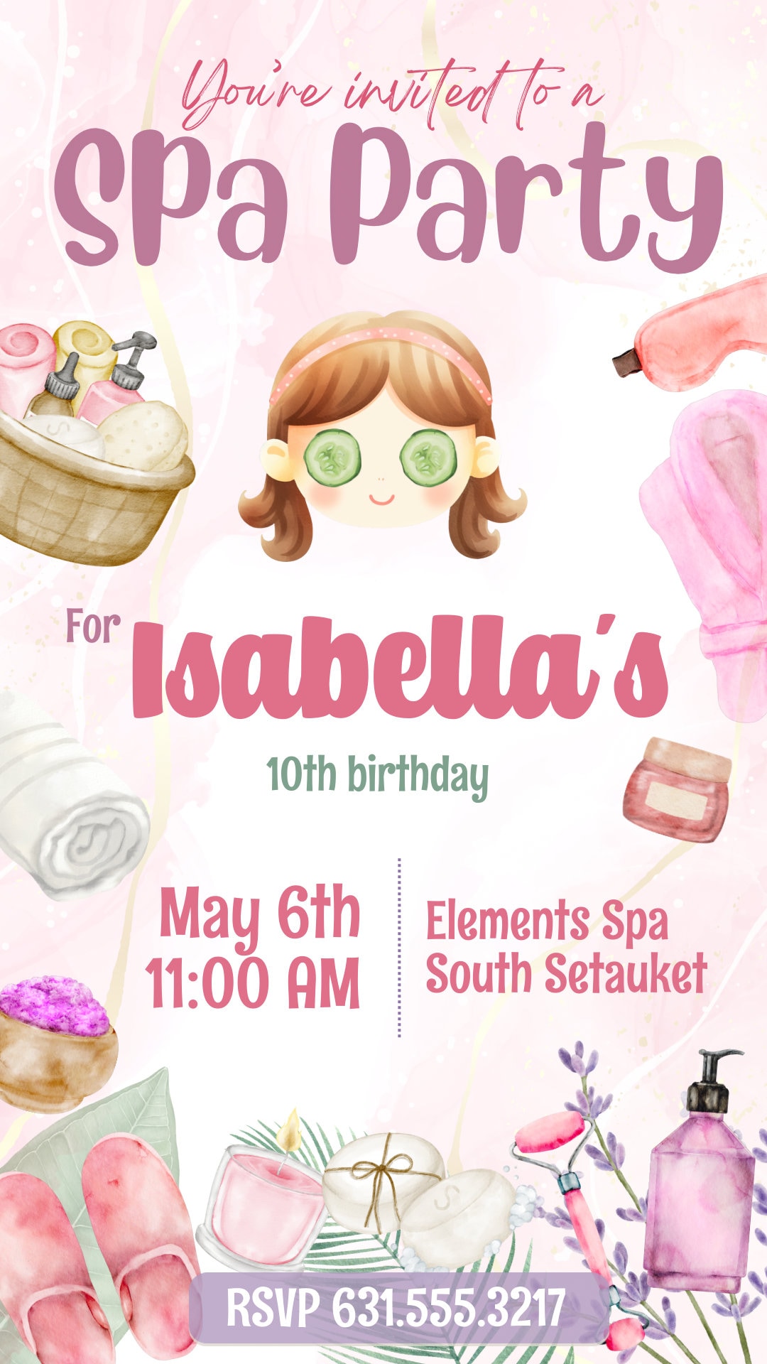 Spa Birthday Party Invitation Spa Day Birthday Spa Party Girls Birthday ...