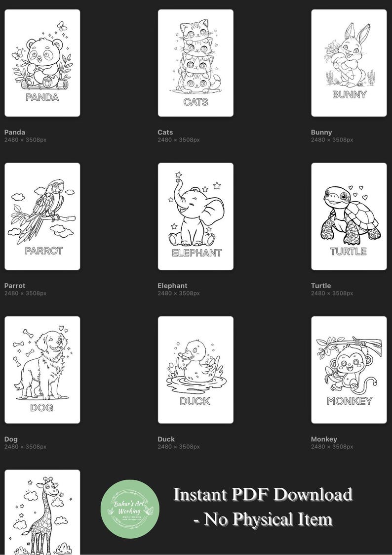 10 Cute Animal Coloring Pages | Printable PDF for Kids | Instant ...