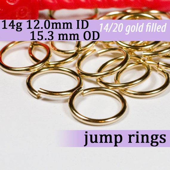 14g 12.0 mm ID 15.3mm OD gold filled jump rings goldfill | Etsy