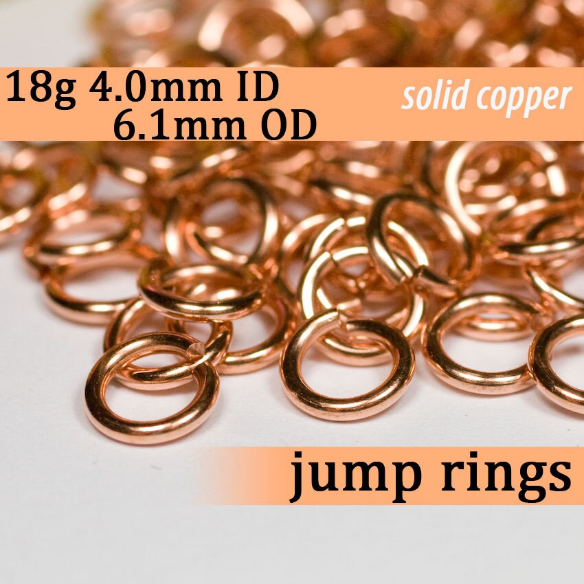 18g 4.0 Mm ID 6.1mm OD Solid Copper Jump Rings -- 18g4.00 Open ...