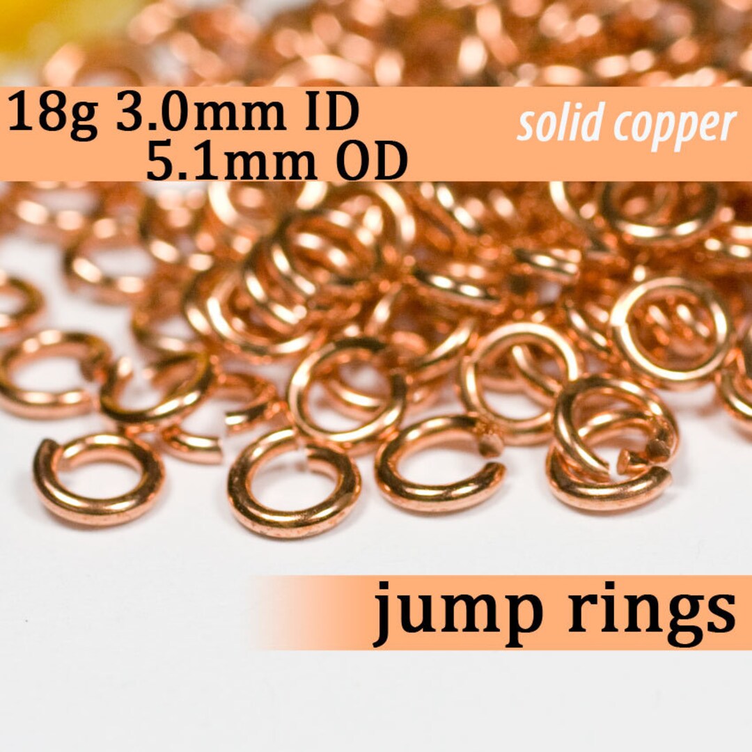 18g 3.0 Mm ID 5.1 Mm OD Copper Jump Rings 18g3.00 Open Jumprings Links ...
