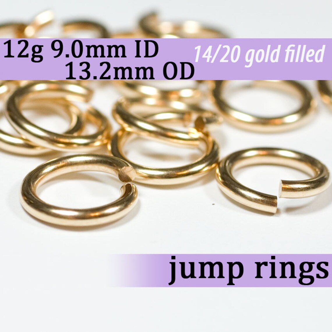 12g 9.0 Mm ID 13.2mm OD Gold Filled Jump Rings -- 12g9.00 Goldfill ...
