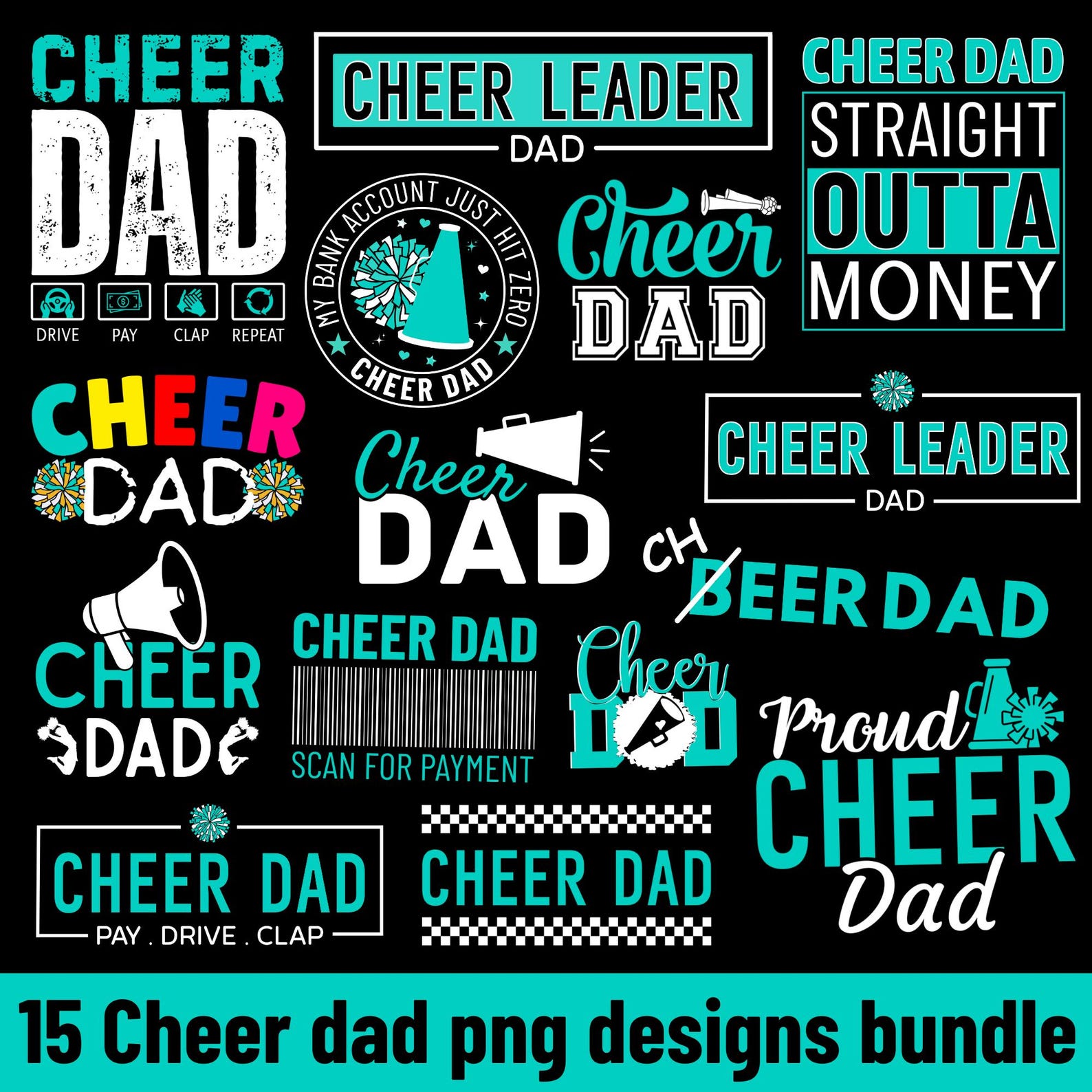 Cheer Dad Png Bundle Cheerleader Dad Png Cheer Football Dad Sublimation ...