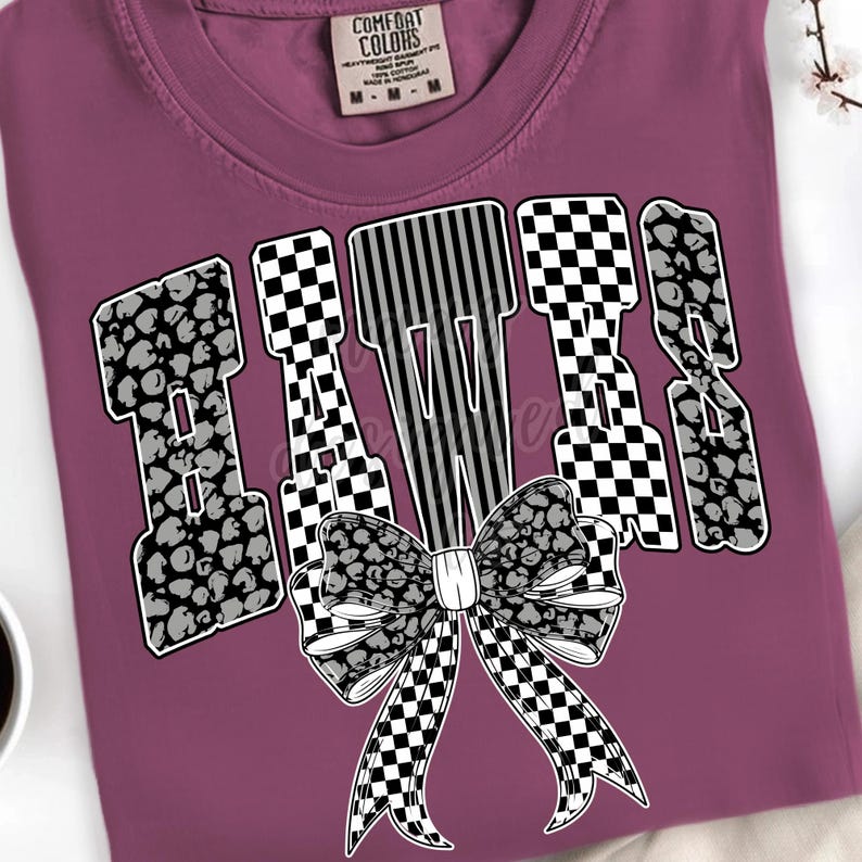 Hawks Mascot Png School Team Checkered Hawks Shirt Hawks Bow Png School ...