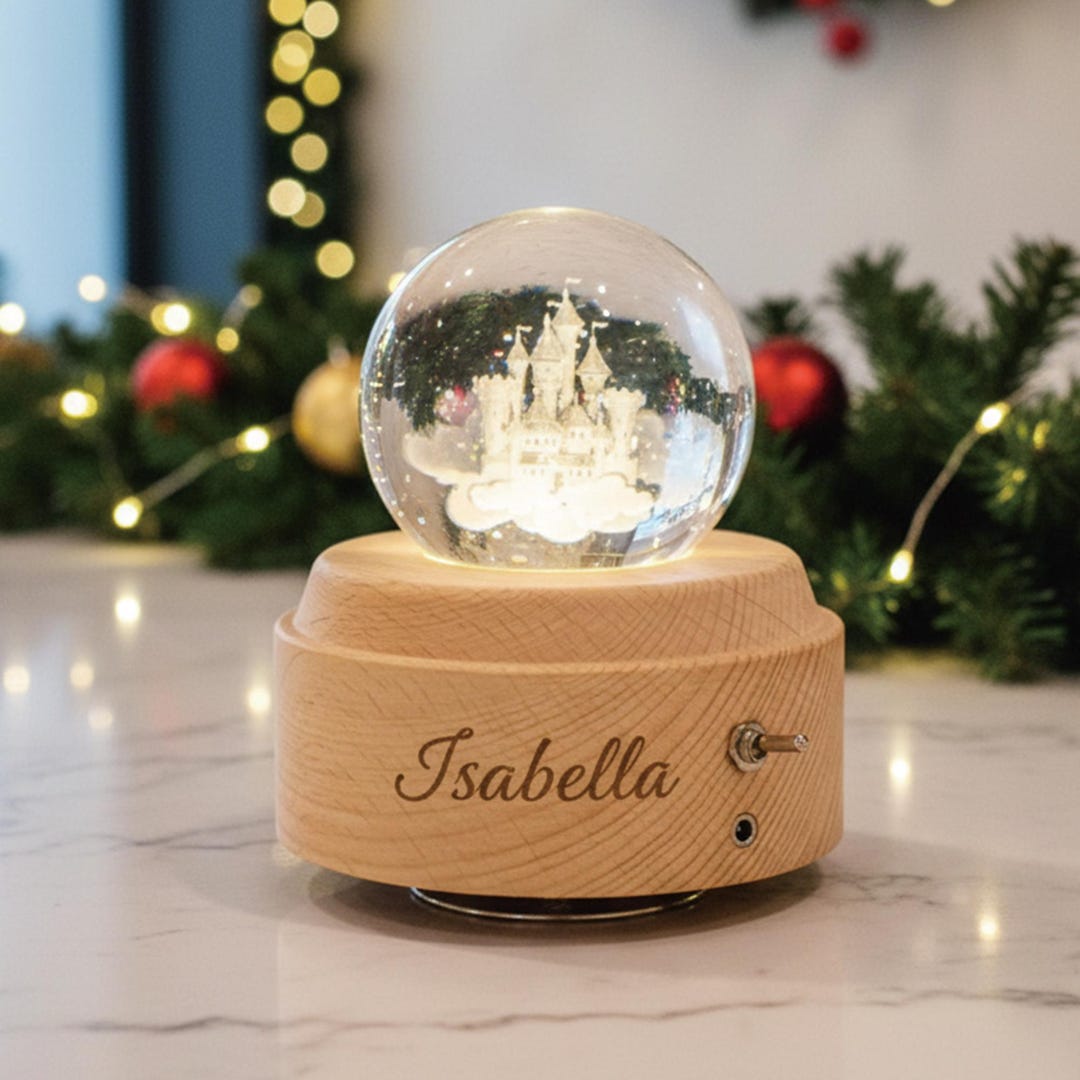 Personalized Castle Crystal Music Box Night Light – Custom Engraved ...