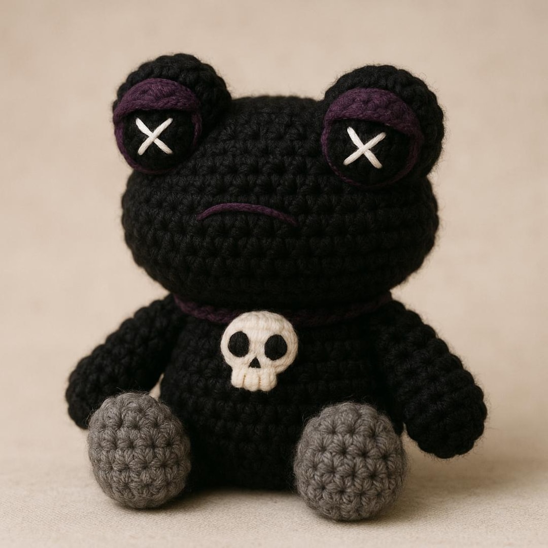 Regular-size Goth Frog Crochet Pattern PDF | Creepy Cute Amigurumi ...