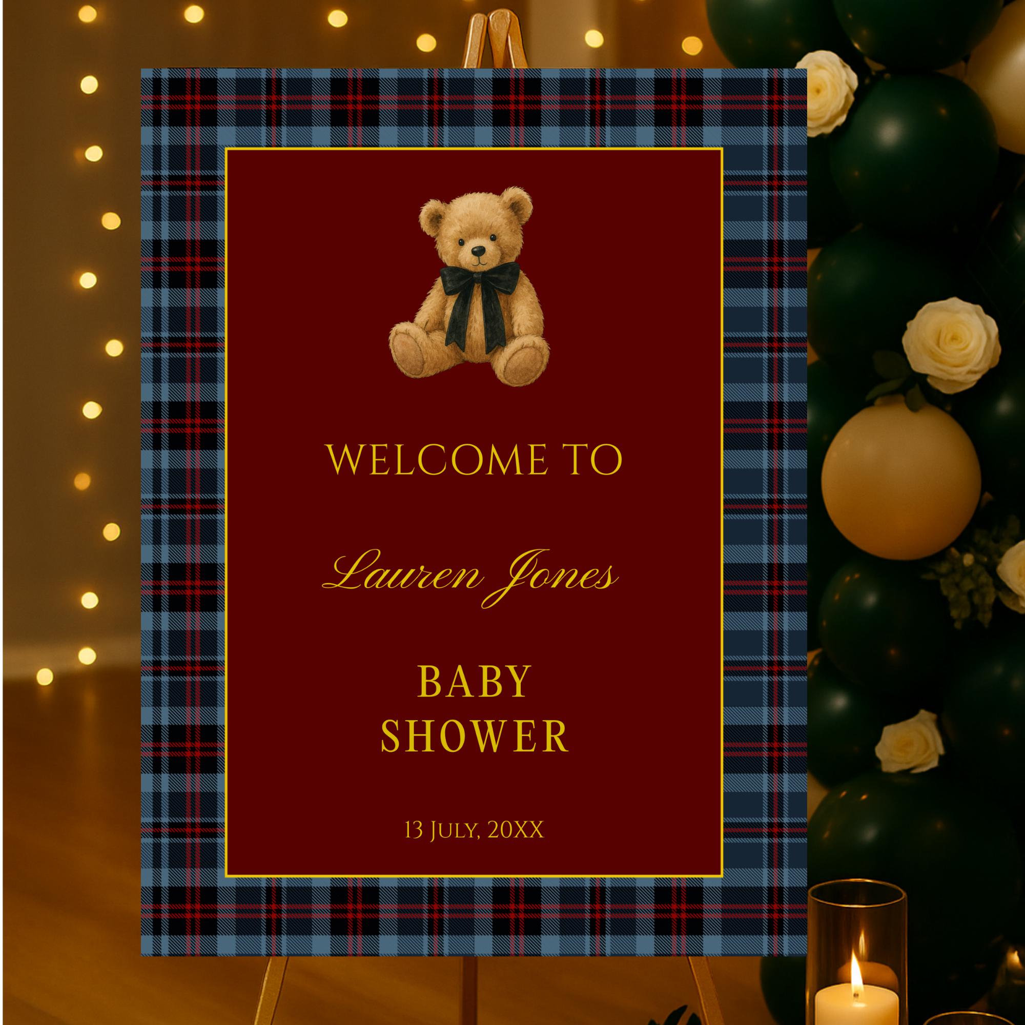 Editable Ralph Lauren Baby Shower Welcome Sign, Polo Teddy Bear Sign ...