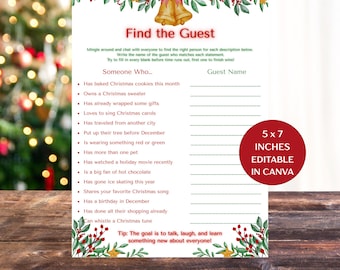 Xmas Find the Guest, Christmas Ice Breaker Game, Christmas Find the ...