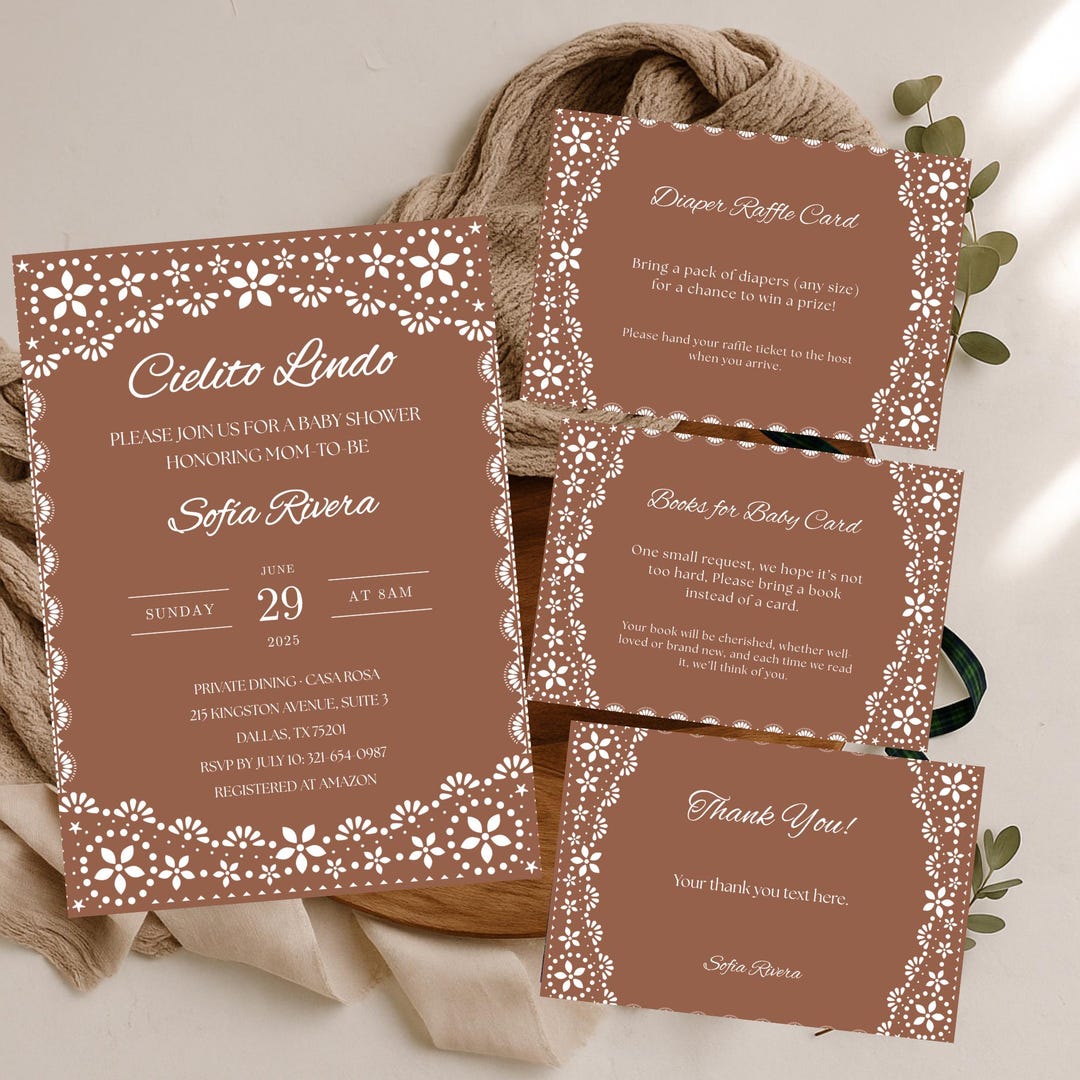 Brown Cielito Lindo Baby Shower Invitation Suite, Printable Mexican ...