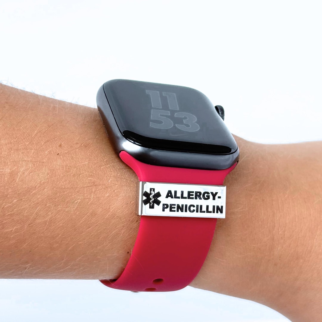Allergy Tag, Custom Medical Alert Tag for Watch Band Engraved, Medical ...