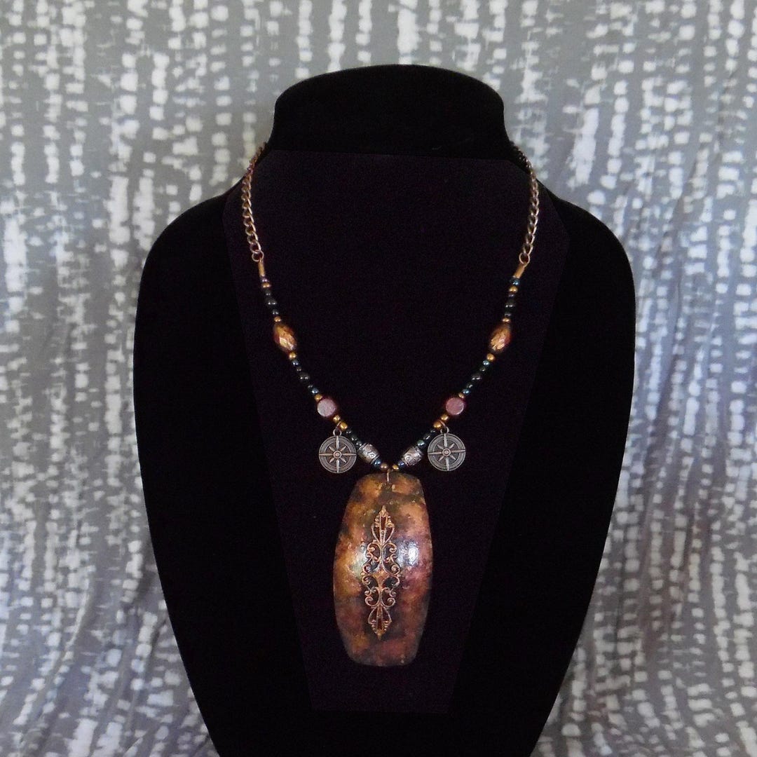 Copper Filigree, Antique Copper, Gourd Shard Necklace, 18 1/2” Length ...