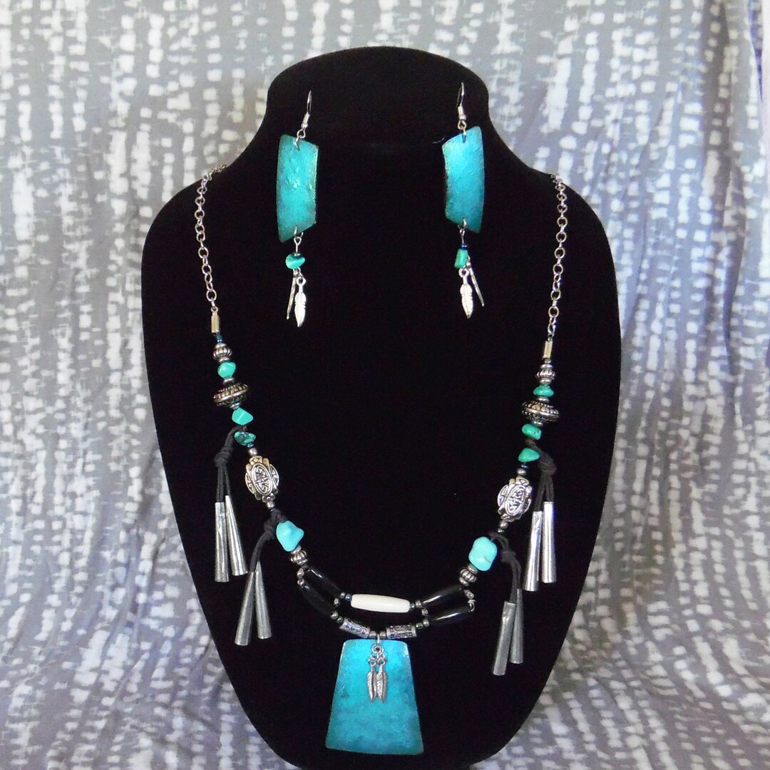 Southwest Charm, Gourd Shard Necklace, 27 1/2 Length, With Earrings - Etsy