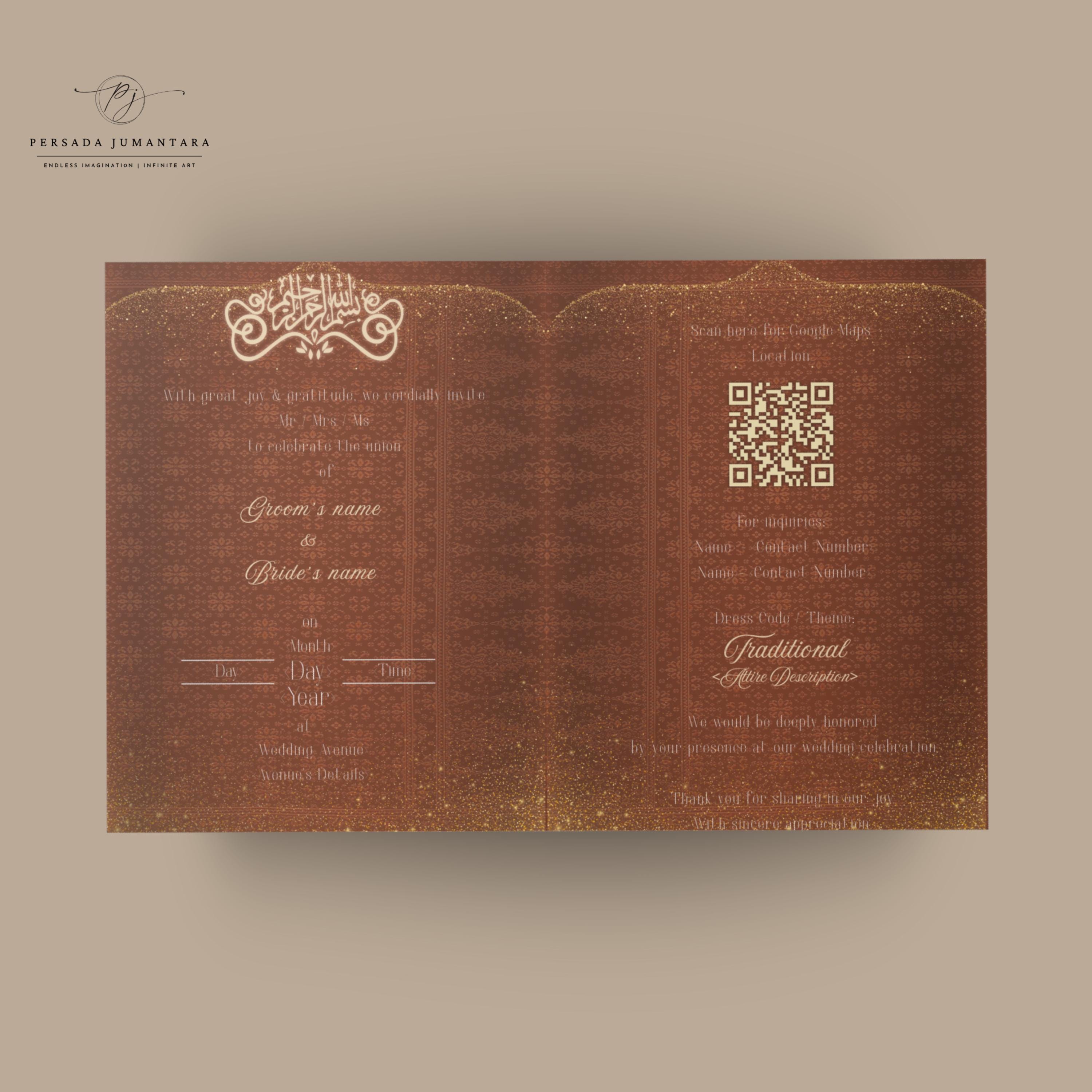 Islamic Wedding Invitation Template (theme: Malay Songket and Earth ...