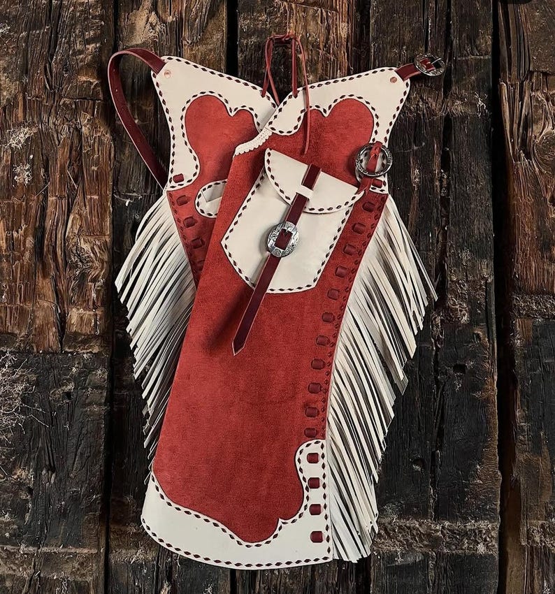 Handmade Suede Leather Chaps With Fringes | Custom Western Biker Chaps ...