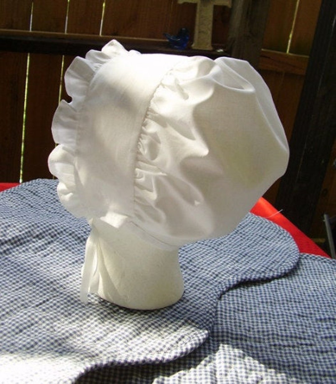 Made to Order-laura Day 'frill' Cap Handcrafted Handkerchief Linen ...