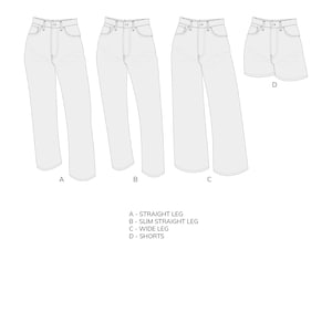Helene Selvedge Jeans - PDF Sewing Pattern Sizes 00-22 - Etsy