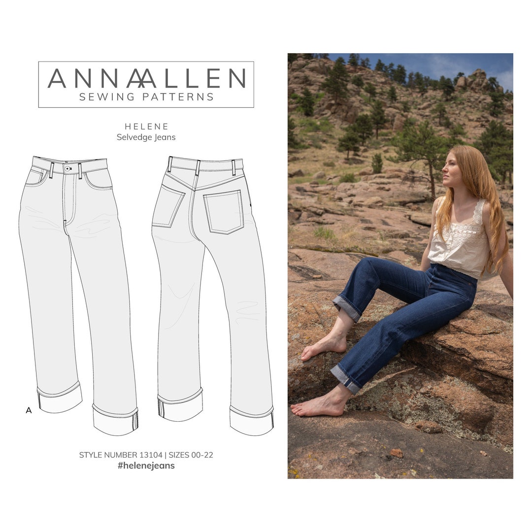 Helene Selvedge Jeans - PDF Sewing Pattern Sizes 00-22 - Etsy